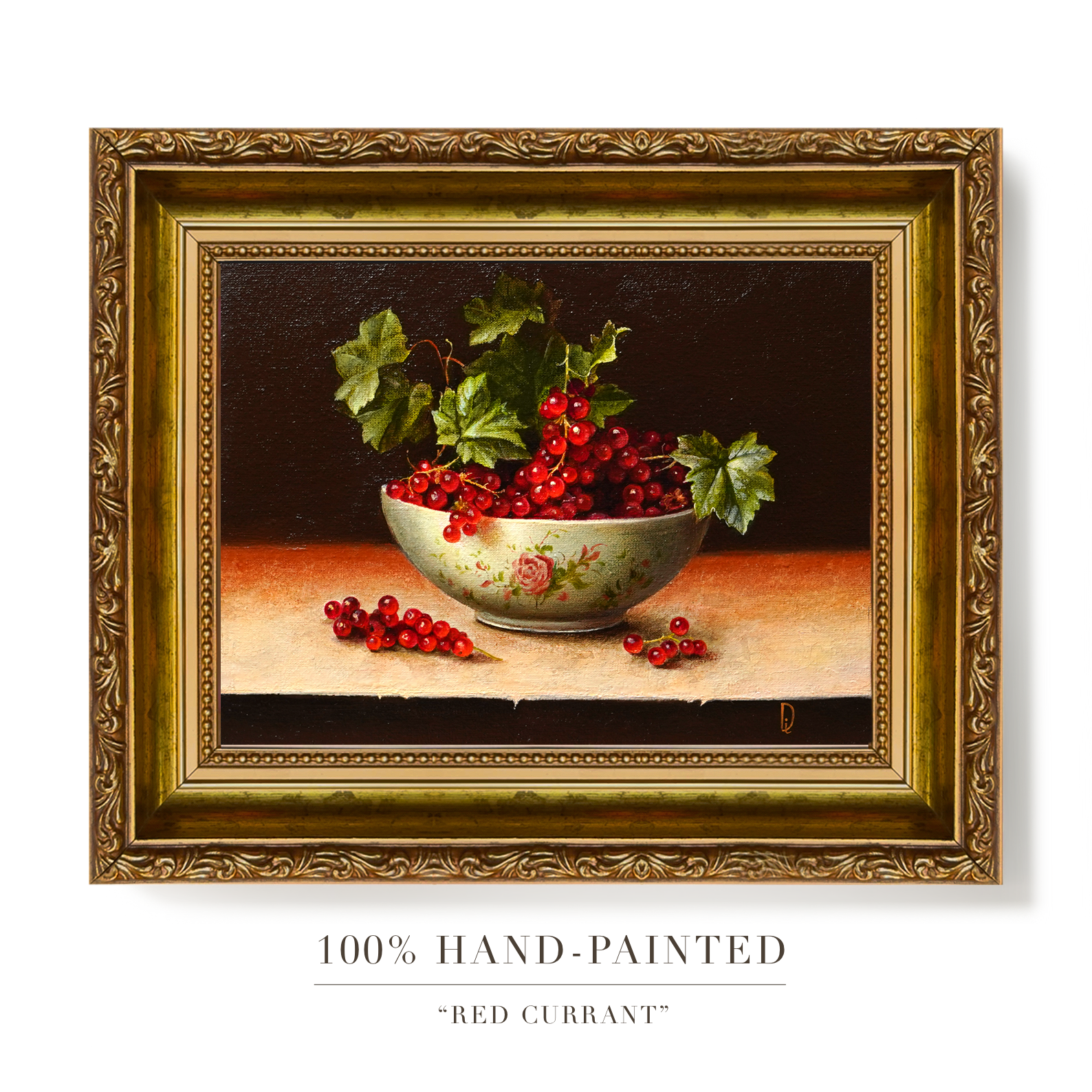 Original Hand-Painted Red Currants in a Cup Oil Painting – DrawWithDi