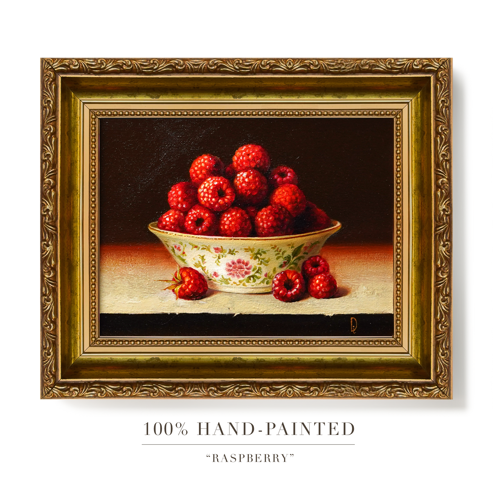 Original Hand-Painted Raspberries in a Cup Oil Painting – DrawWithDi