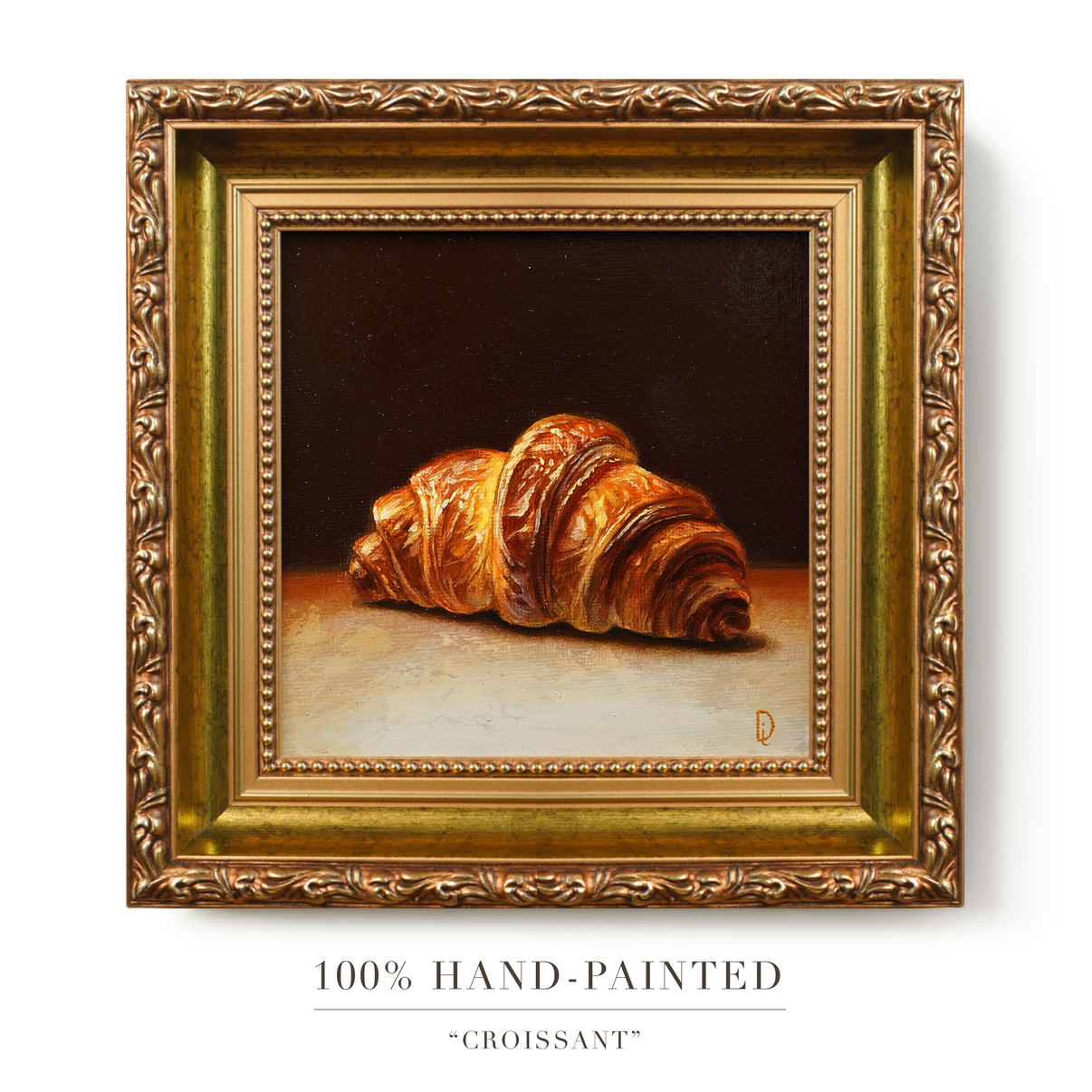 Original Hand-Painted Croissant Miniature Oil Painting – DrawWithDi